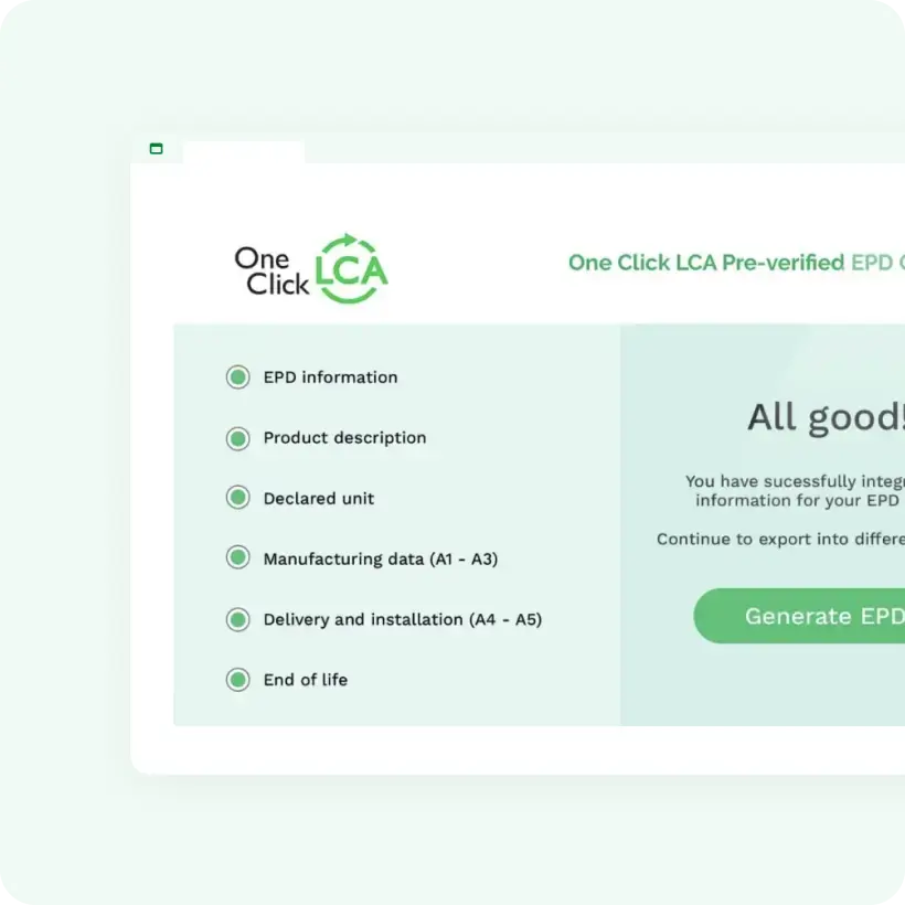 Create pre-verified environmental product declarations | One Click LCA